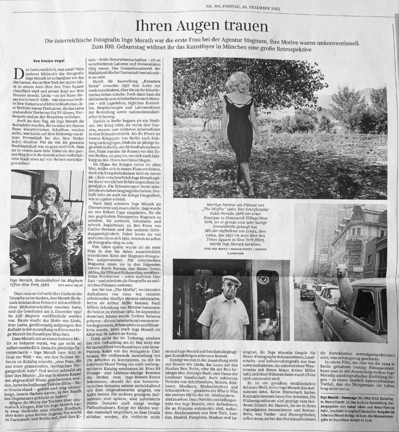 “Inge Morath Hommage” at the Versicherungskammer Kulturstiftung’s ...